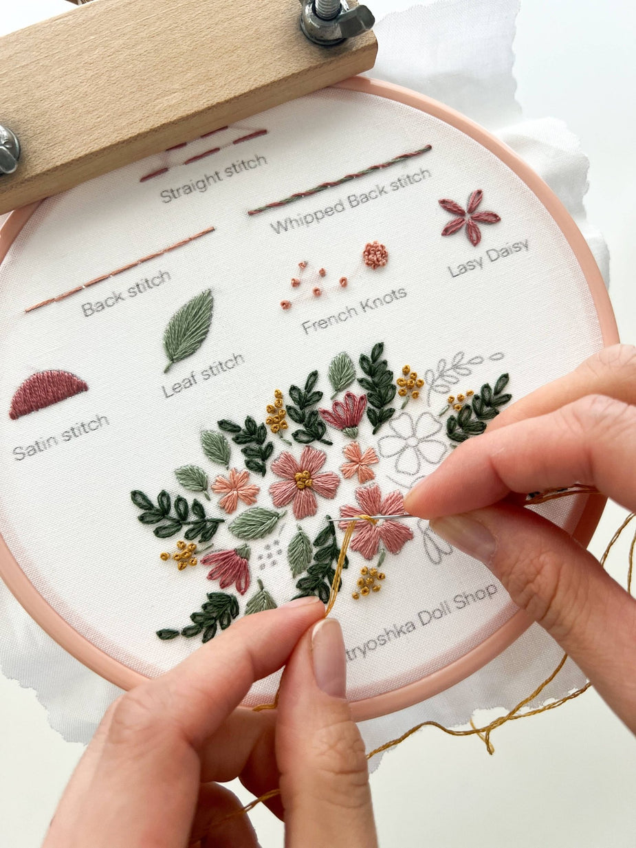 Beginner Embroidery Kit - Stitch Sampler for beginners – Boho Fabrics