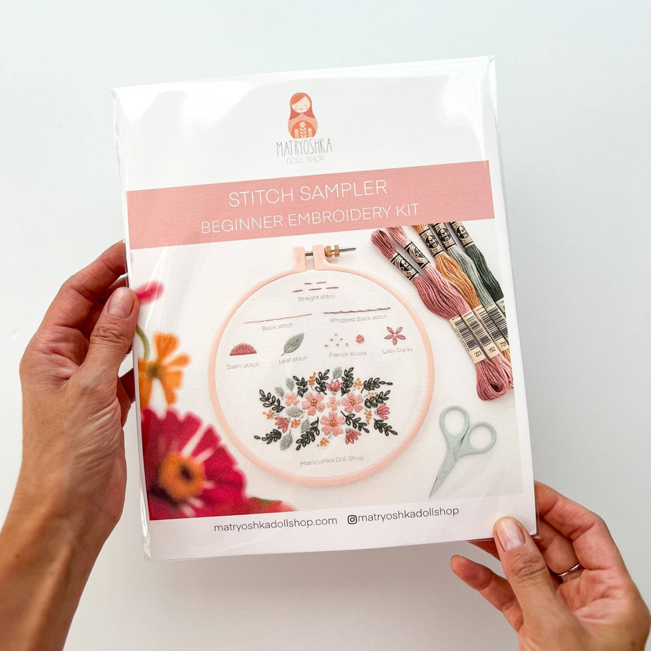 Beginner Embroidery Kit - Stitch Sampler for beginners – Boho Fabrics