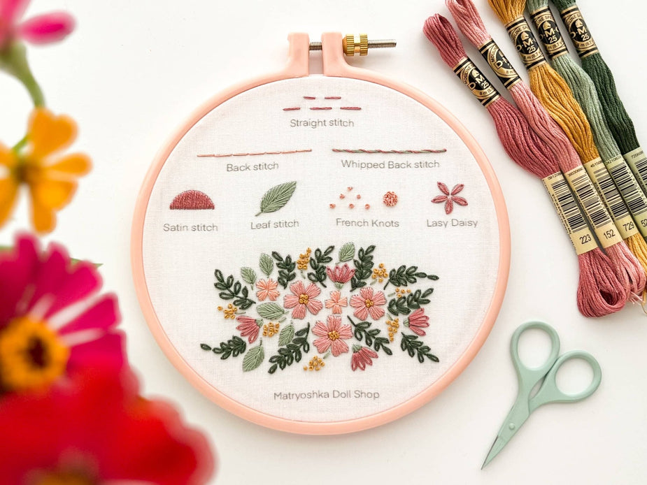Beginner Embroidery Kit - Stitch Sampler for beginners – Boho Fabrics
