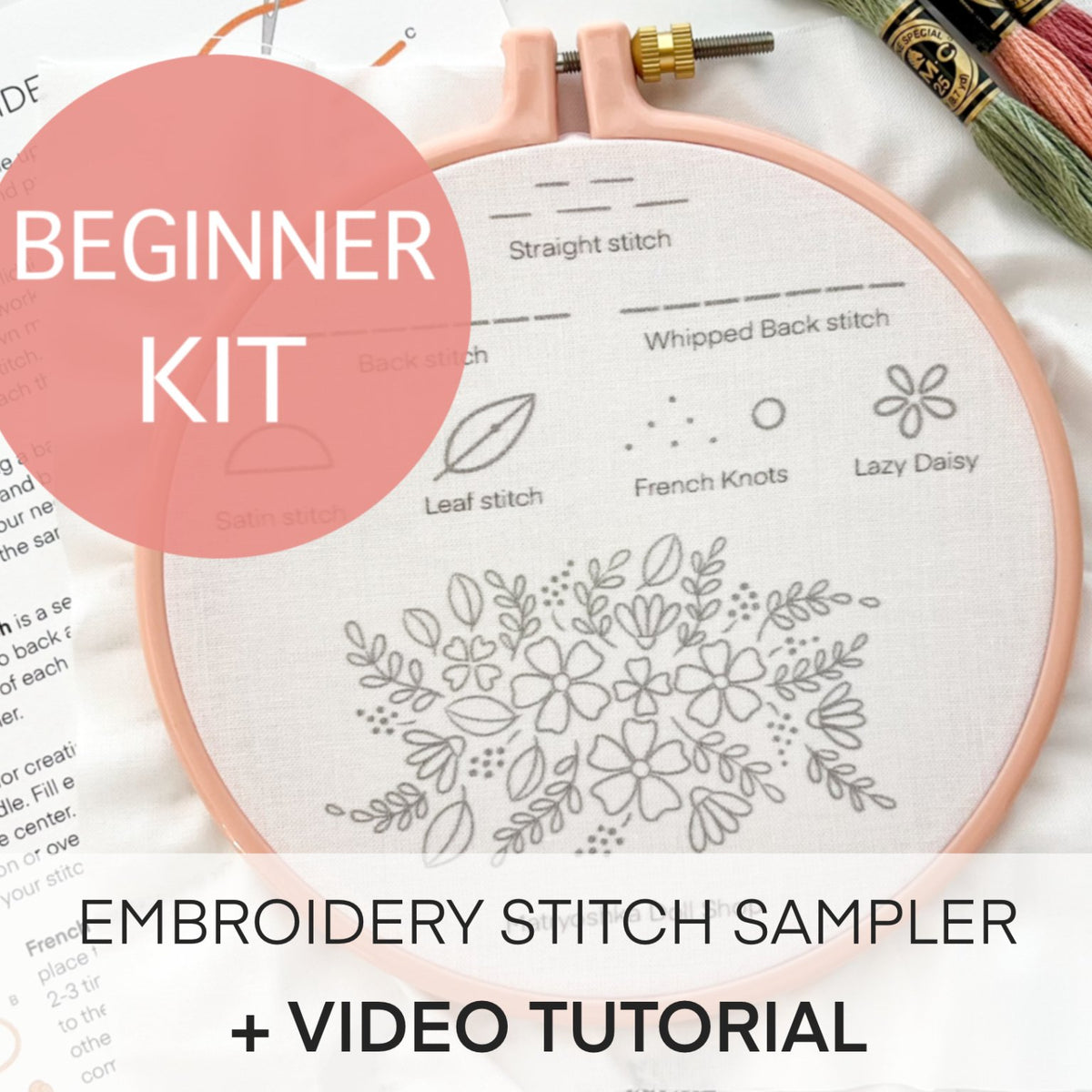 Beginner Embroidery Kit - Stitch Sampler for beginners – Boho Fabrics
