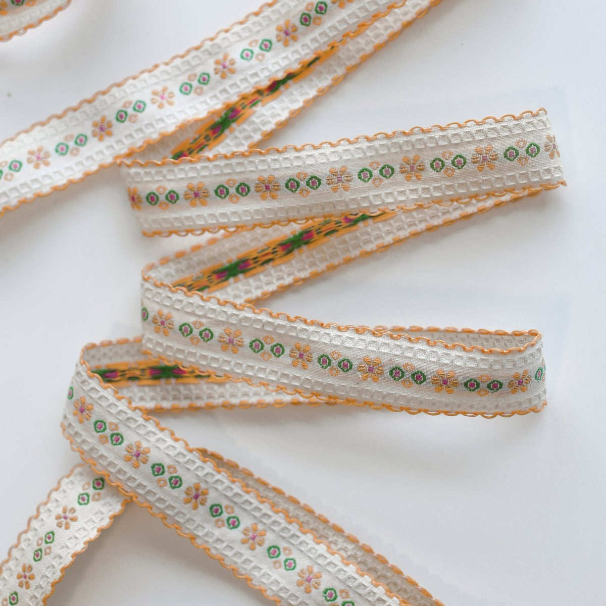 Daisy Chain in Yellow Sunshine Colorway. Vintage Floral Ribbon with Sc ...