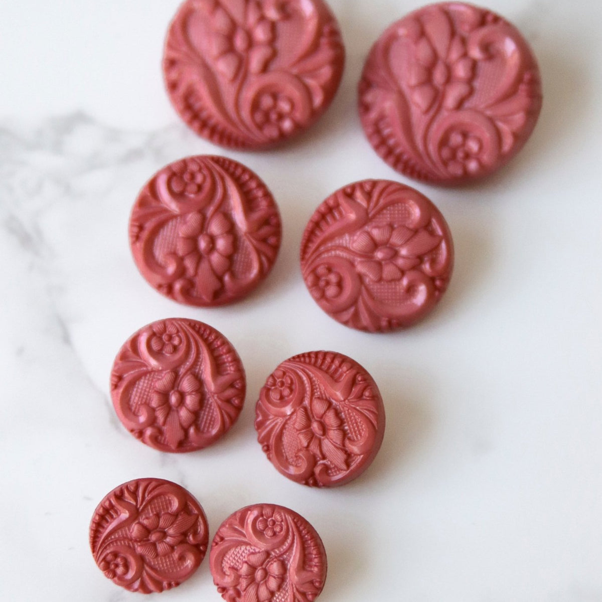 Dusty Rose, Art Nouveau Florals, Shank Buttons. Available in 15mm, 18m ...