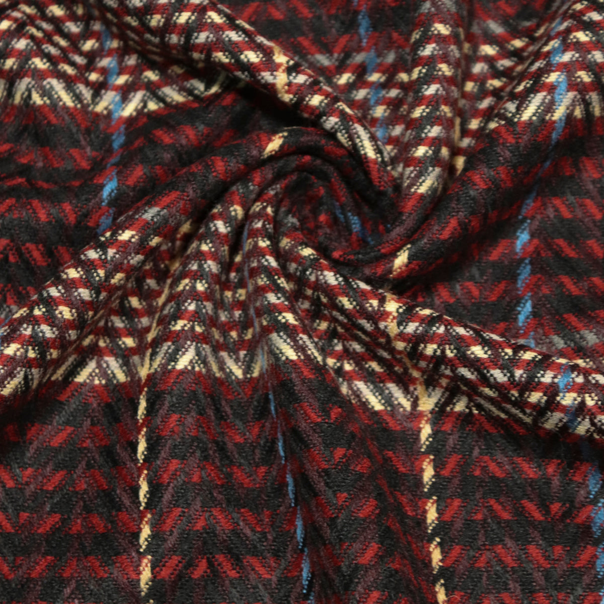Red Herringbone Plaid Novelty Wool Italian Wool Coating Fabric – Boho ...