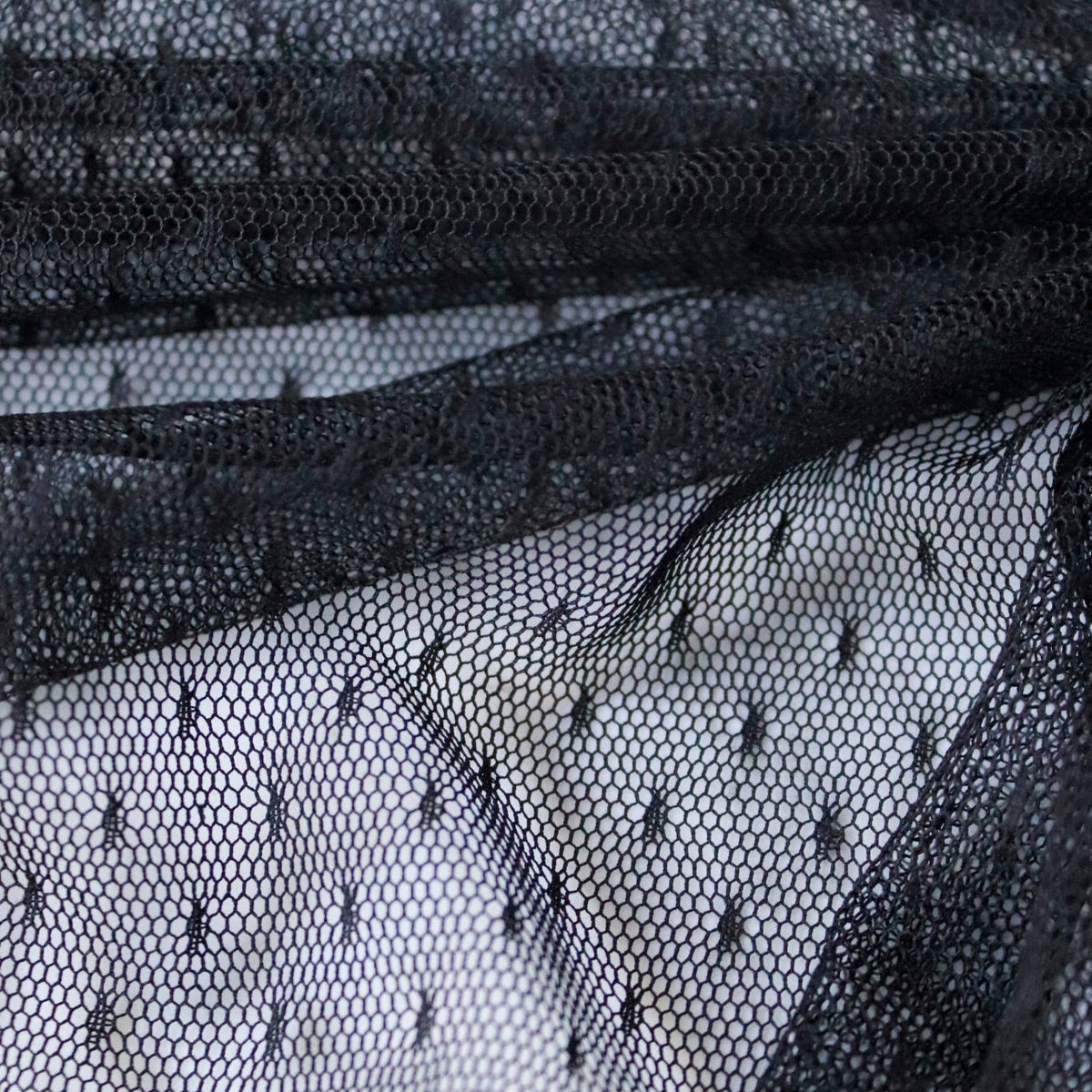 Point D'Espirit Black, Stretch Mesh Fabric. – Boho Fabrics
