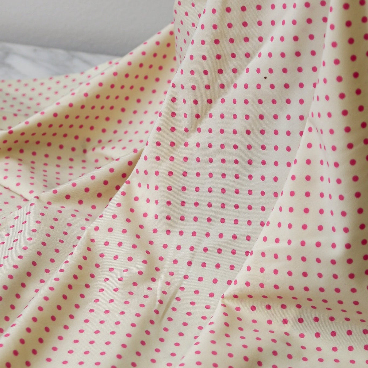 Small Pink Polka Dots on Ivory, Athletic Knit Fabric – Boho Fabrics