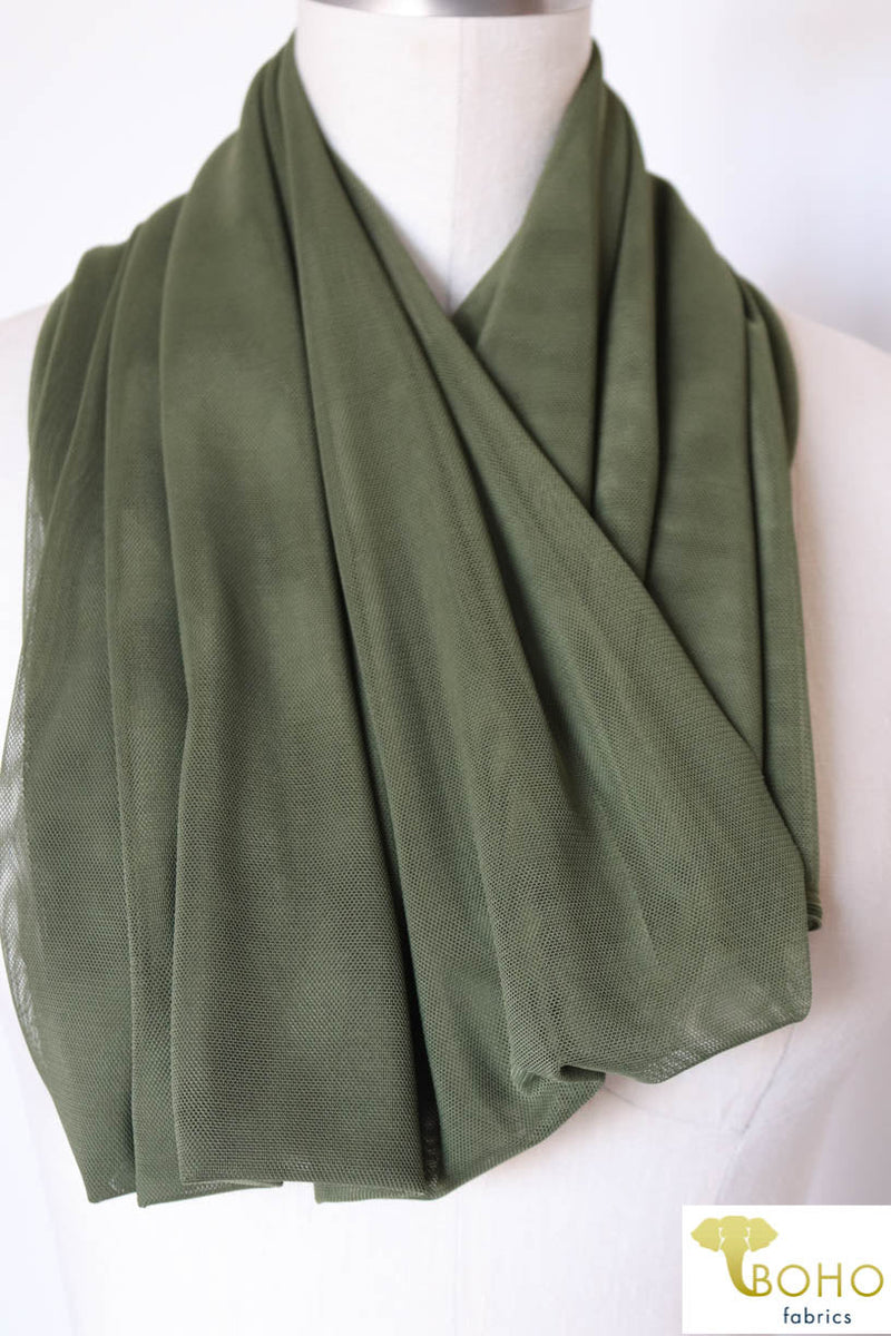 Stretch Mesh Solid in Olive Green. SM-117. – Boho Fabrics