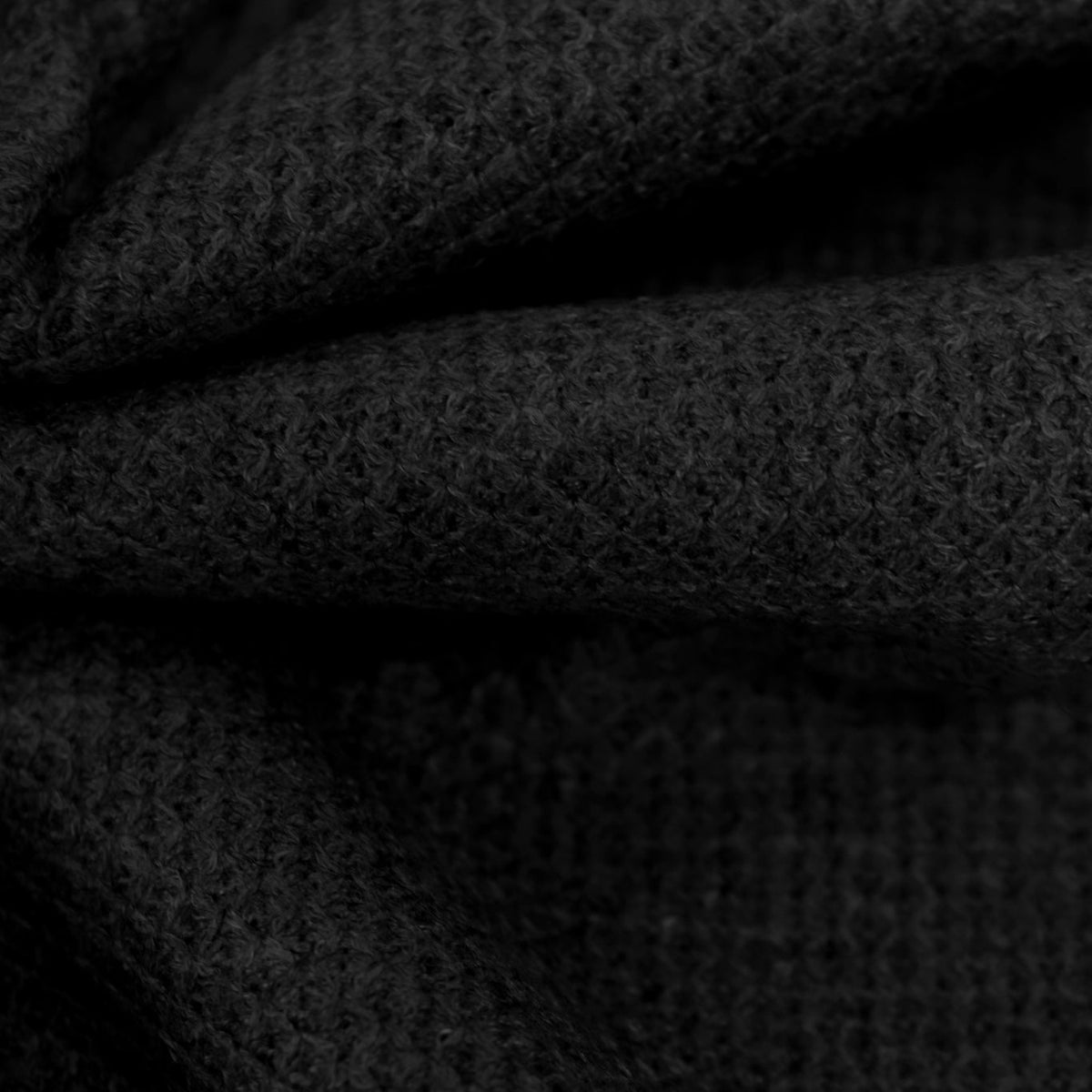 Thermal; Black Solid, "Cashmere" Knit Fabric. – Boho Fabrics